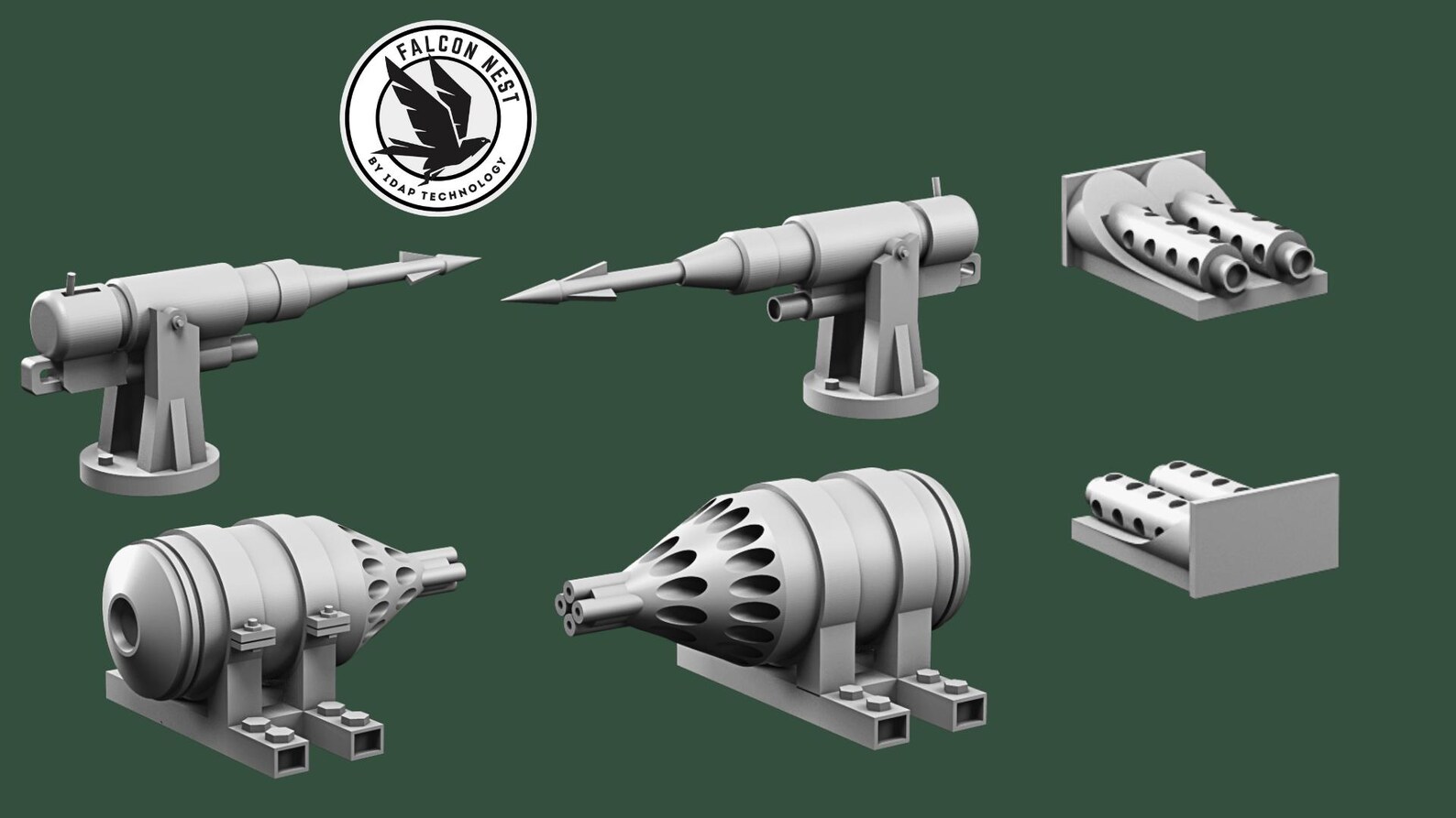 Turret Set 1 - Green Miniatures Real Edge Cyberpunk Models Shadowrun ...