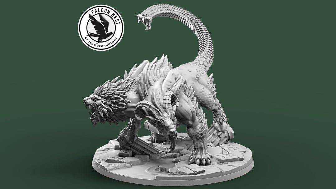Wild Unarmored Chimera - Fantasy Tabletop Monster, Resin RPG Miniature ...