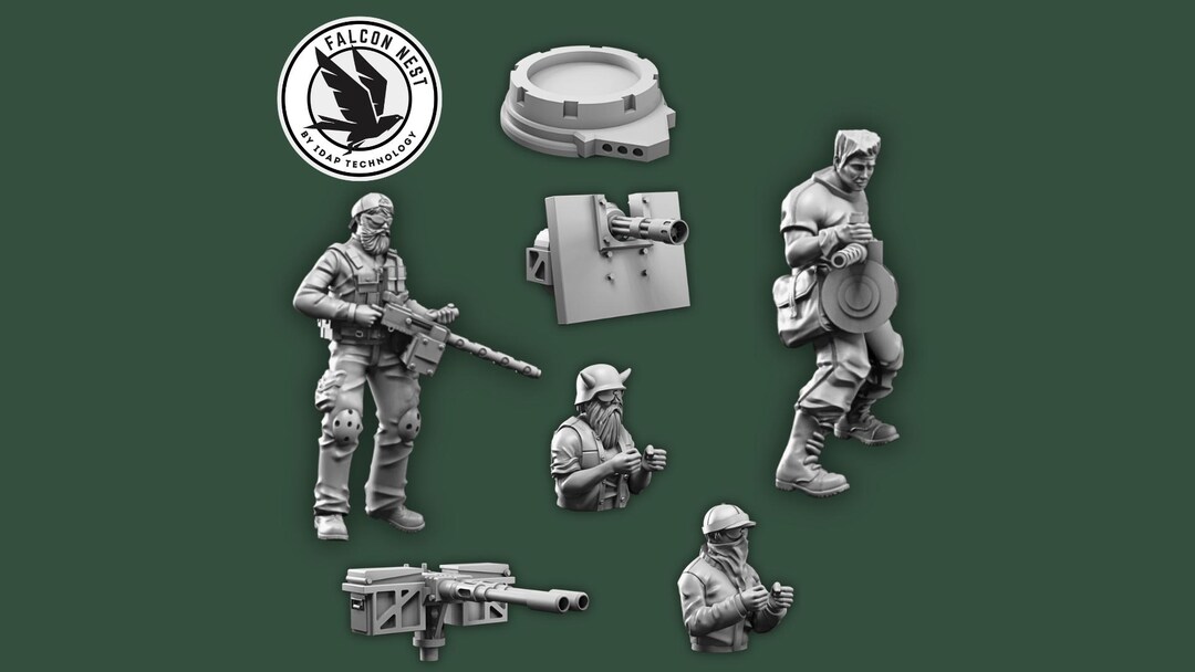 Guns Towers and Crew - Green Miniatures Tabletop Miniatures Sci-fi ...
