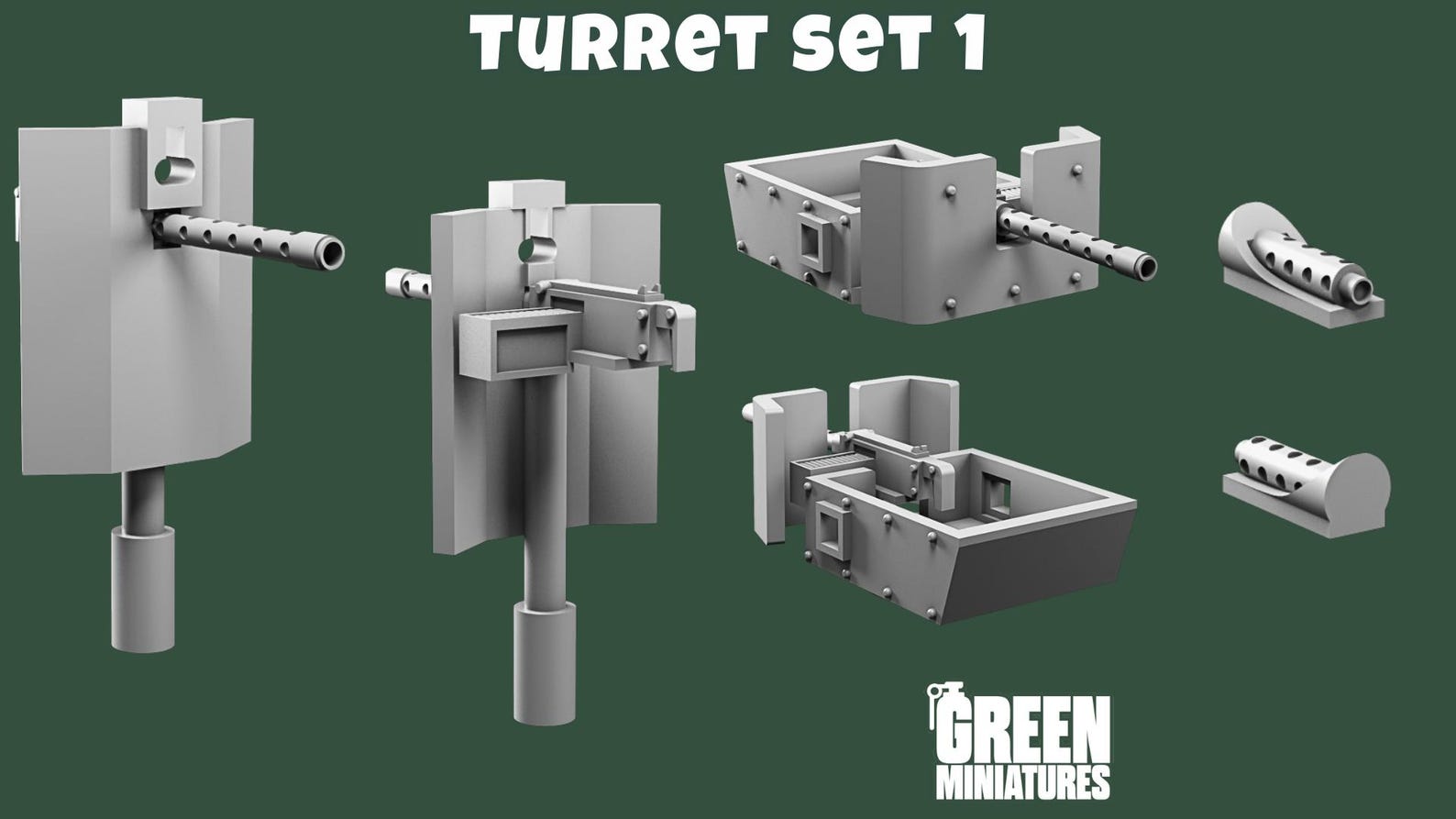 Turret Set 1 Green Miniatures Real Edge Cyberpunk Models Shadowrun RPG ...