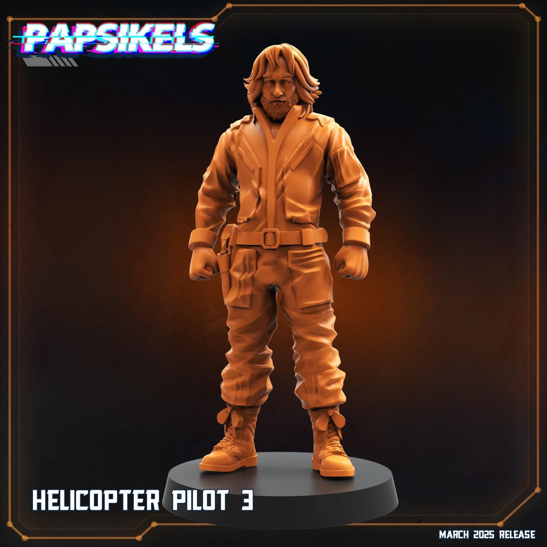 Helicopter Pilot #3 - Cyberpunk Combat Miniature for Tabletop Battles ...