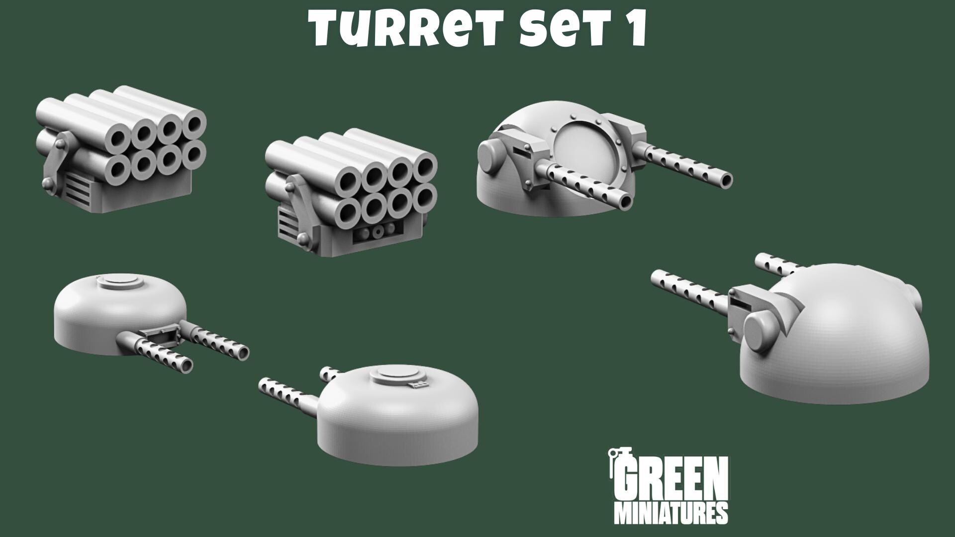 Turret Set 1 Green Miniatures Real Edge Cyberpunk Models Shadowrun RPG ...