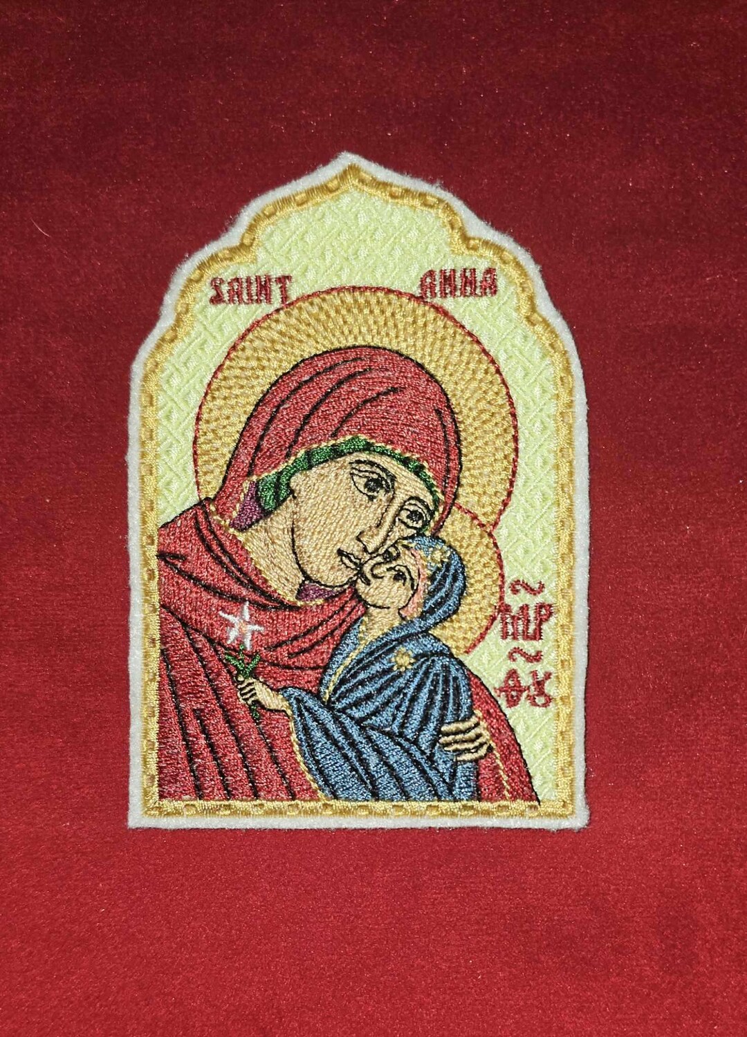 Saint Anna Pocket Icon or Patch, Byzantine Orthodox Christian Icon 2.75 ...