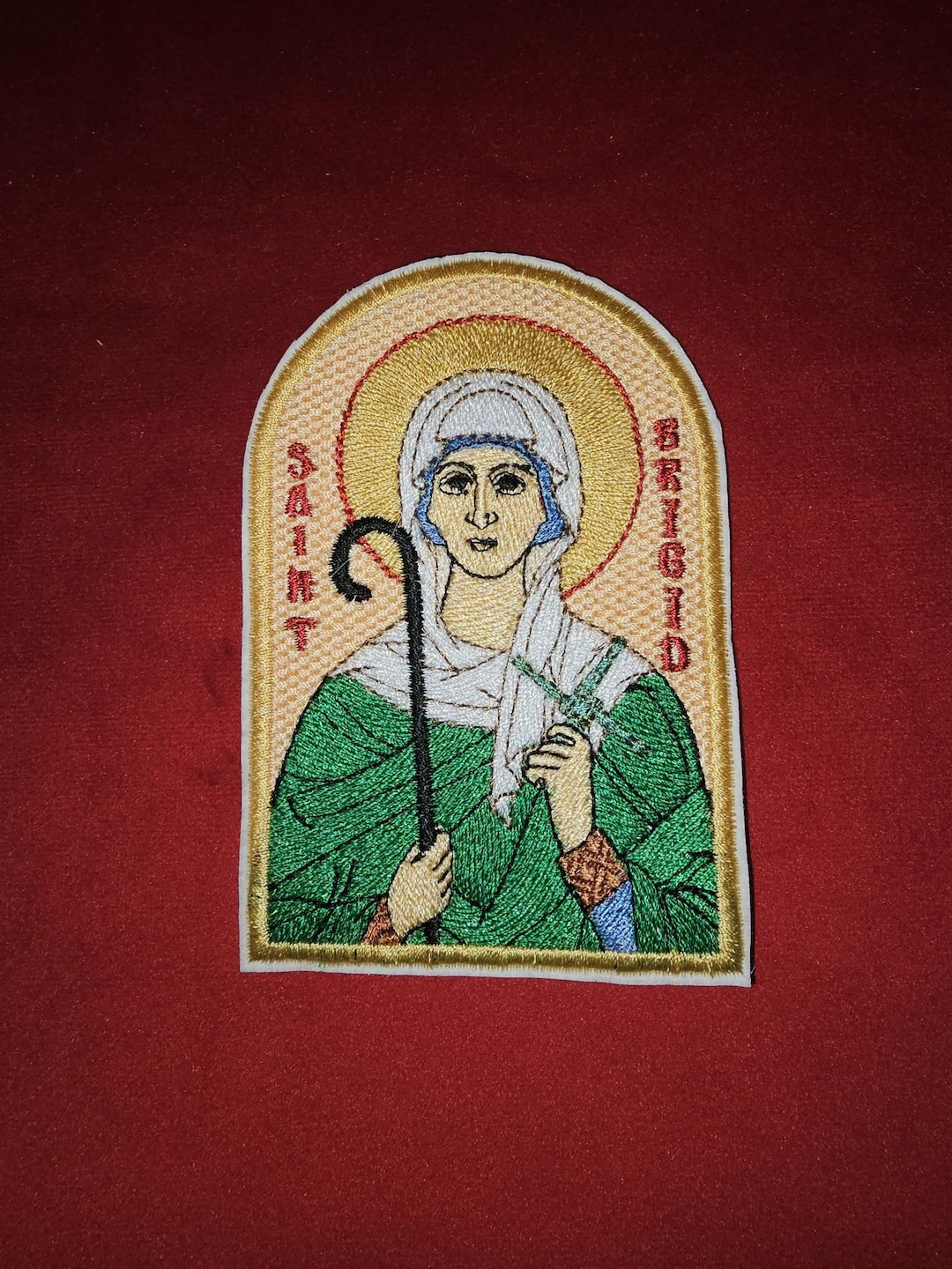Saint Brigid Pocket Icon or Patch, Byzantine Orthodox Christian Icon 2. ...