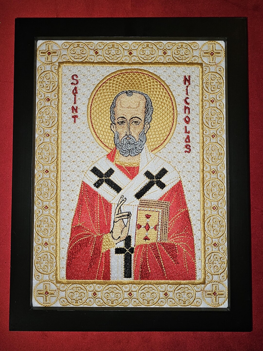 8x11 Saint Nicholas Embroidered Byzantine Orthodox Christian Icon - Etsy