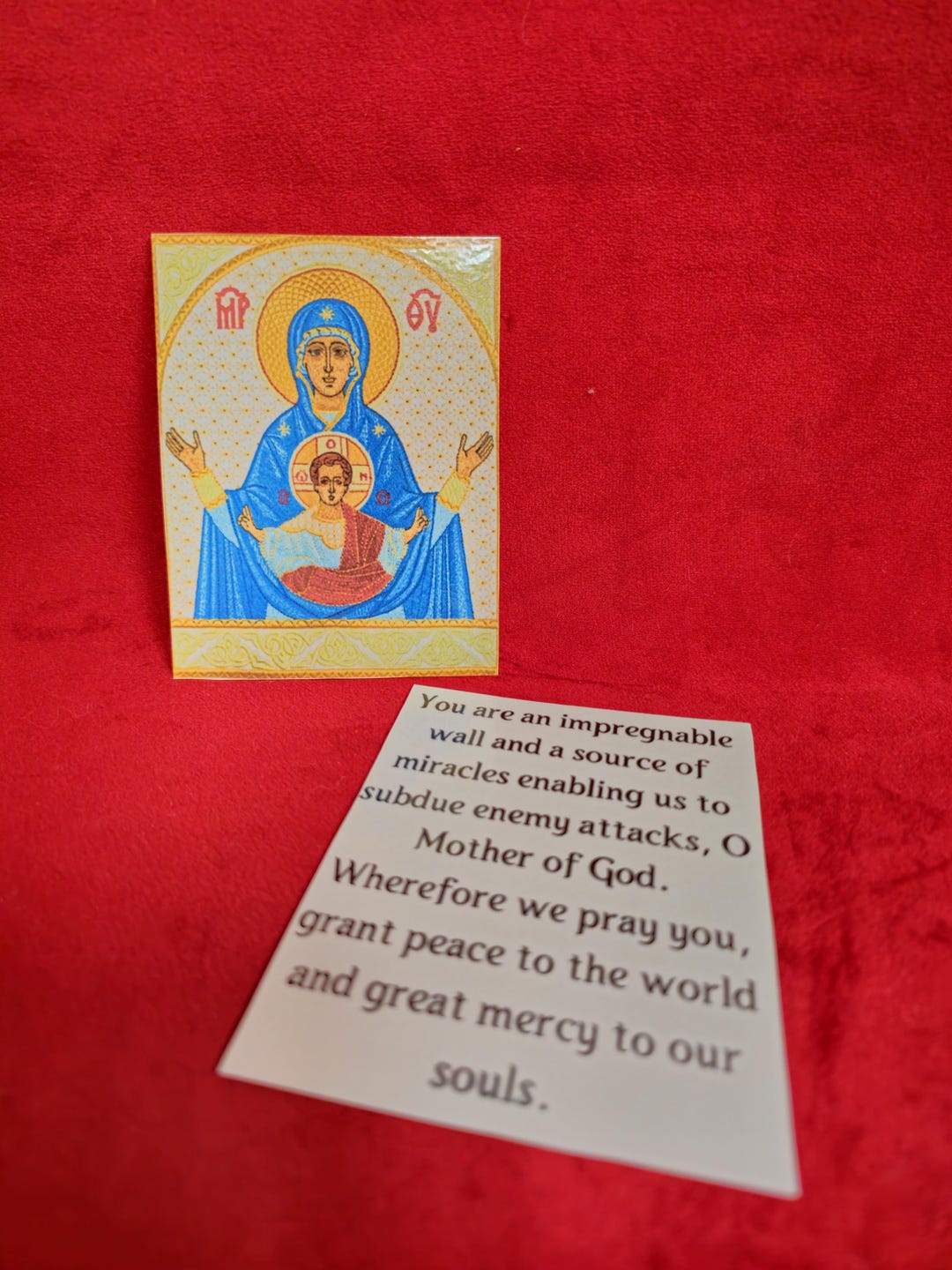Theotokos of the Sign Laminated Orthodox Prayer Card - Etsy