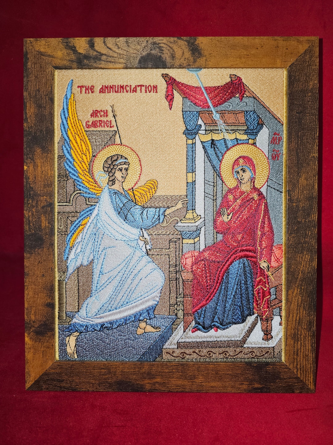 8x10 Fully Embroidered the Annunciation Byzantine Orthodox Christian ...