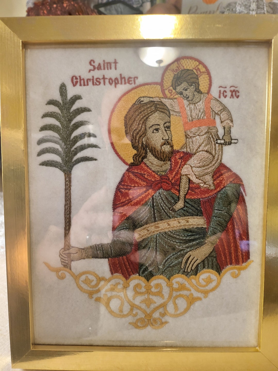 7x9 St. Christopher Embroidered Byzantine Orthodox Christian Icon - Etsy