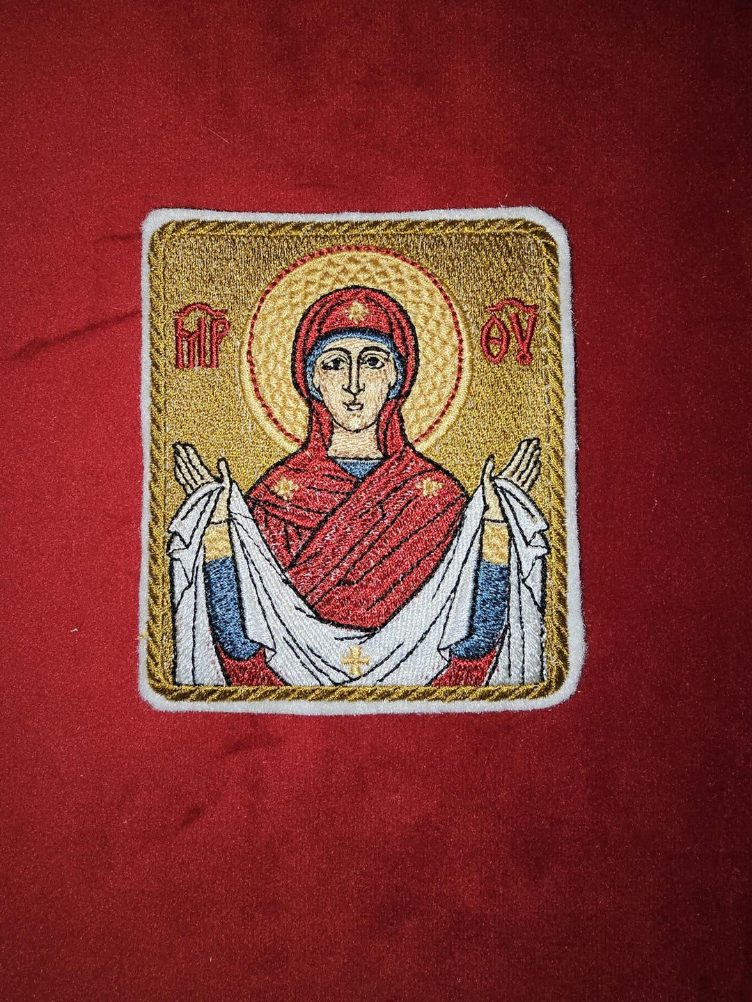 3.35x3.94" Protection of the Theotokos Orthodox Embroidered Pocket Icon ...