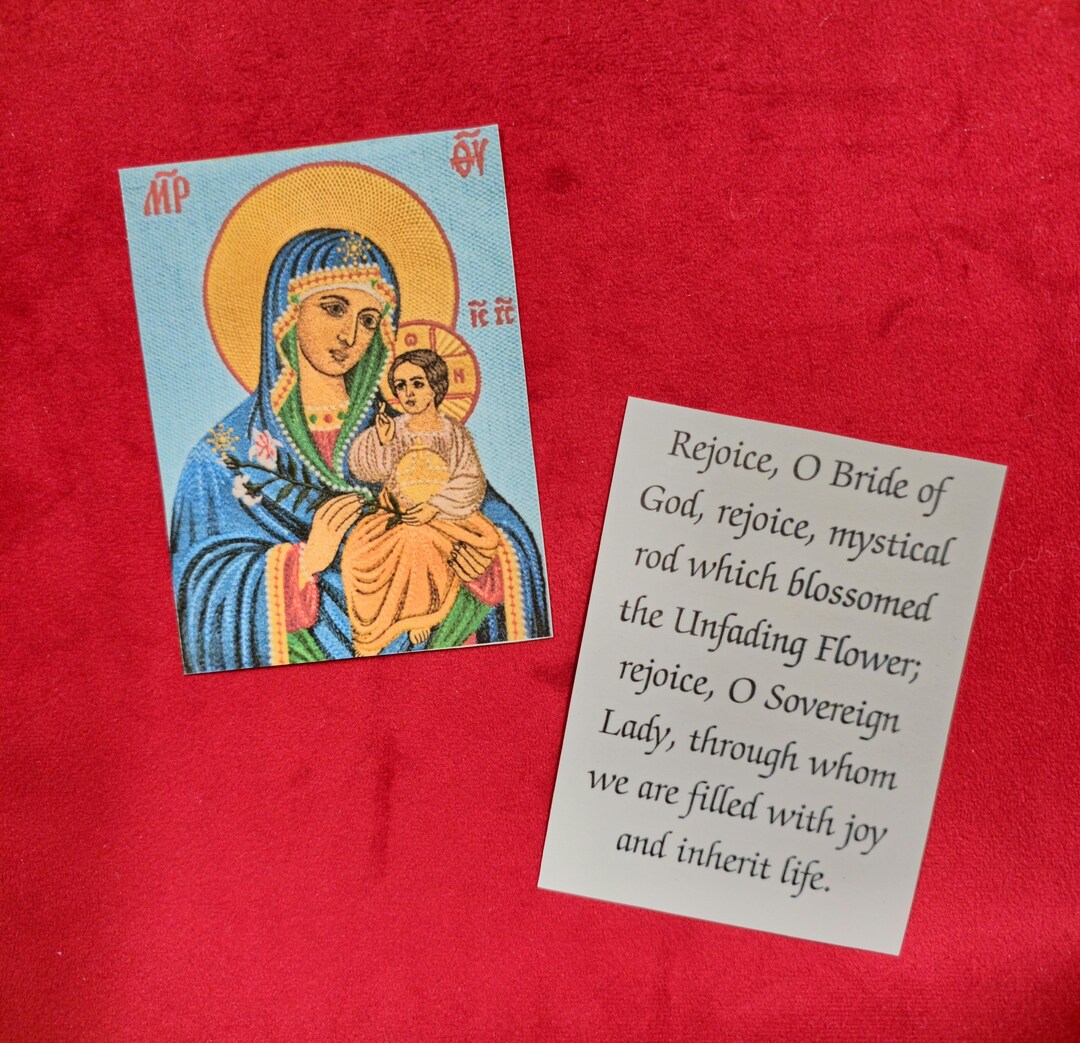 Theotokos Virgin Mary 'the Unfading Flower' Laminated Prayer Card - Etsy
