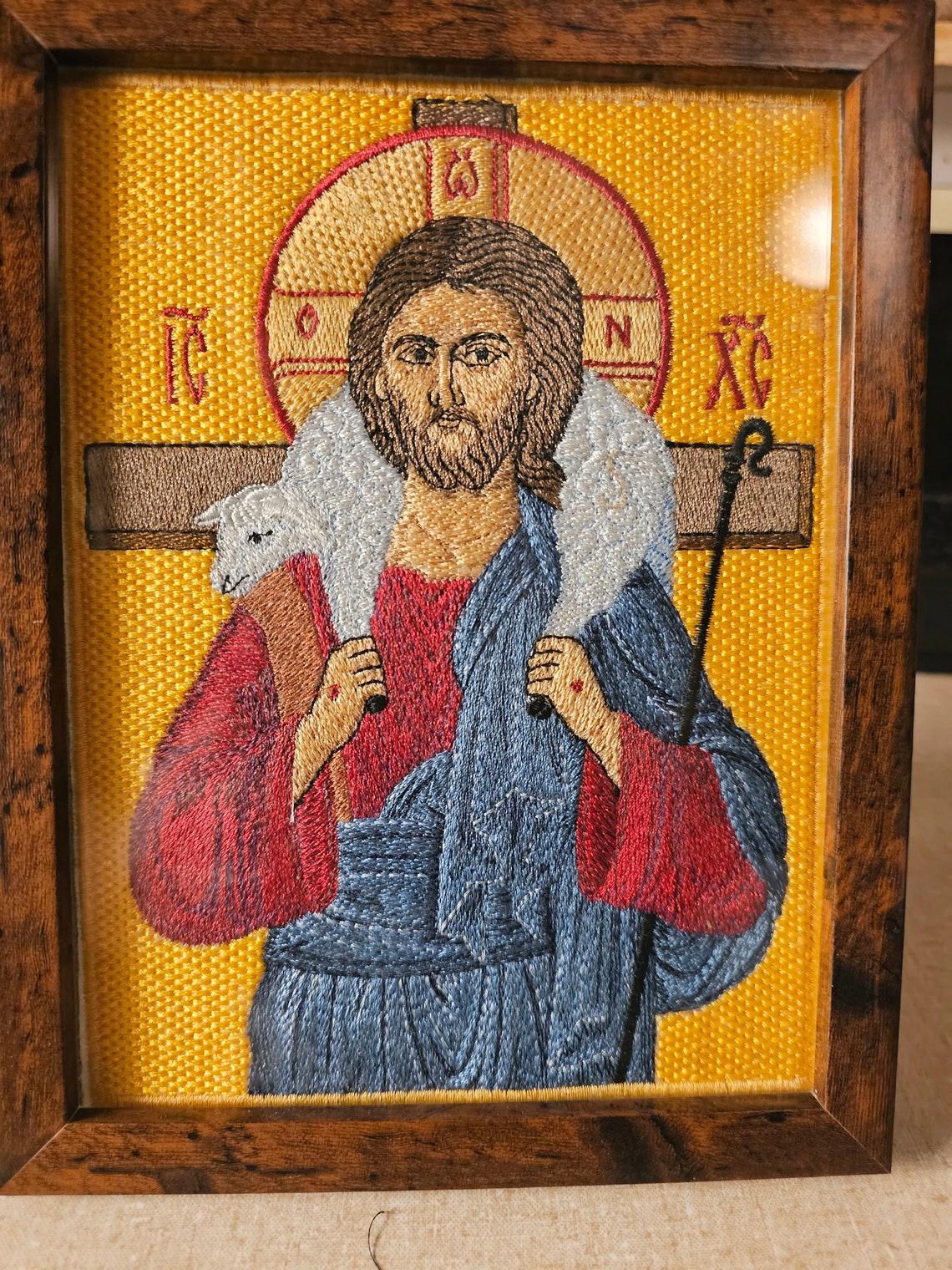 Jesus Christ the Good Shepherd 6x8 Framed Icon, Byzantine Orthodox ...
