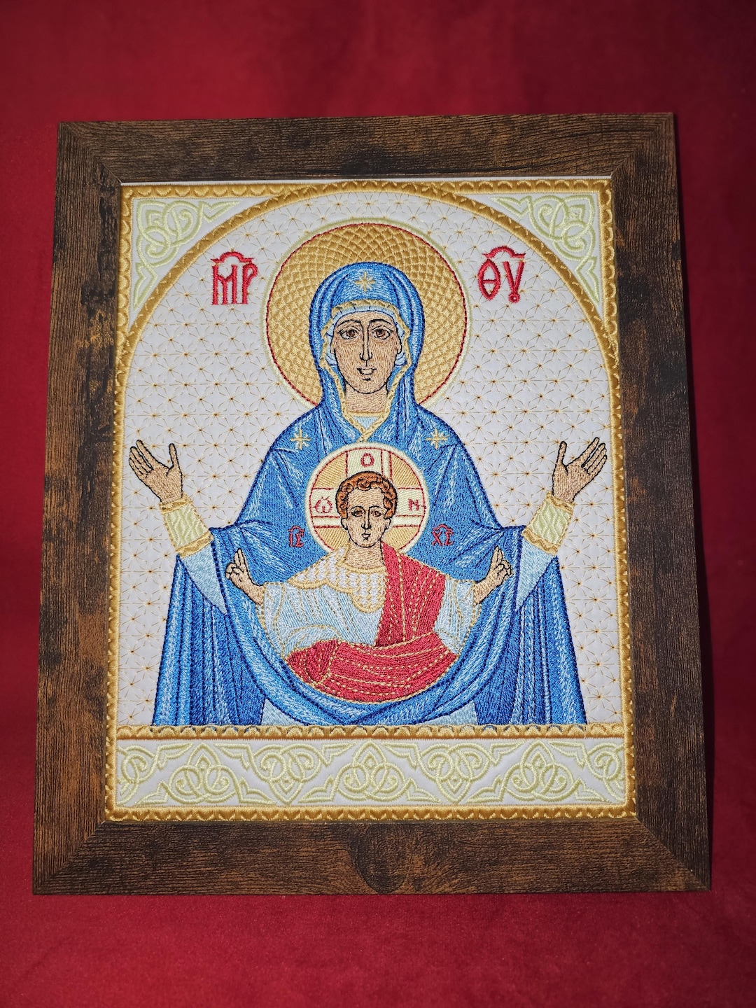 8x10 Theotokos of the Sign Oranta Embroidered Orthodox Icon - Etsy