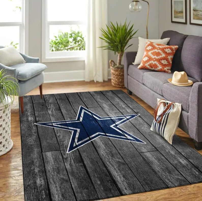 NFL Dallas Cowboys Area Rugs Football Living Room Carpet Team Logo Gray ...