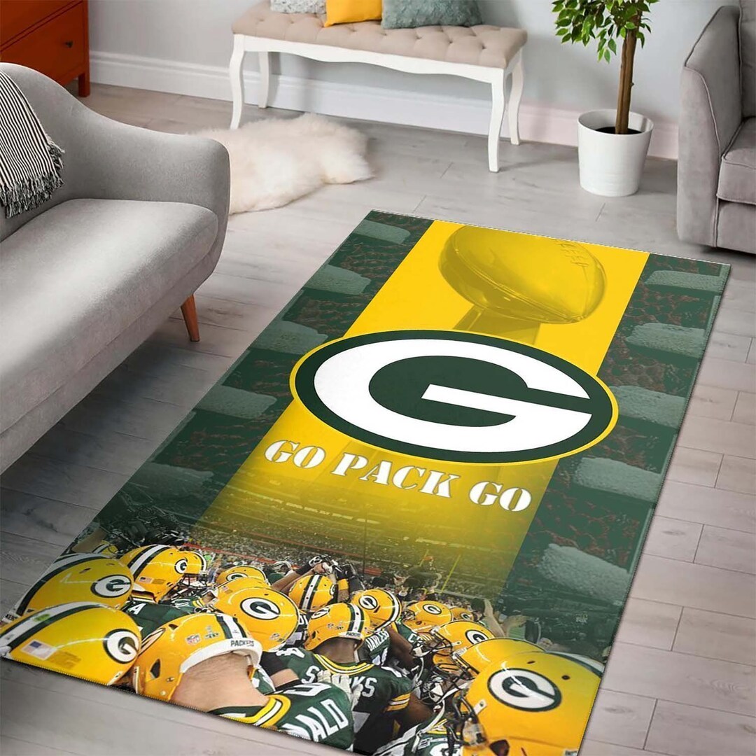 Green Bay Packers Area Rug Nfl Football Team Logo Carpet Living Room ...