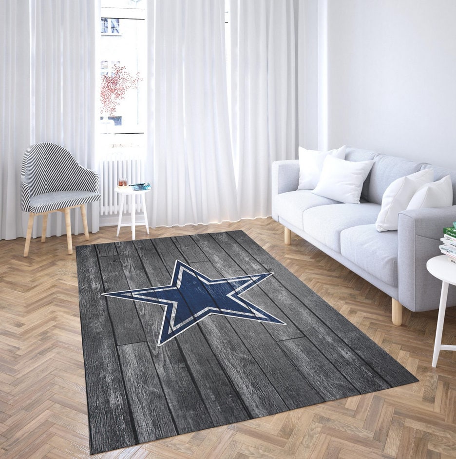 NFL Dallas Cowboys Area Rugs Football Living Room Carpet Team Logo Gray ...