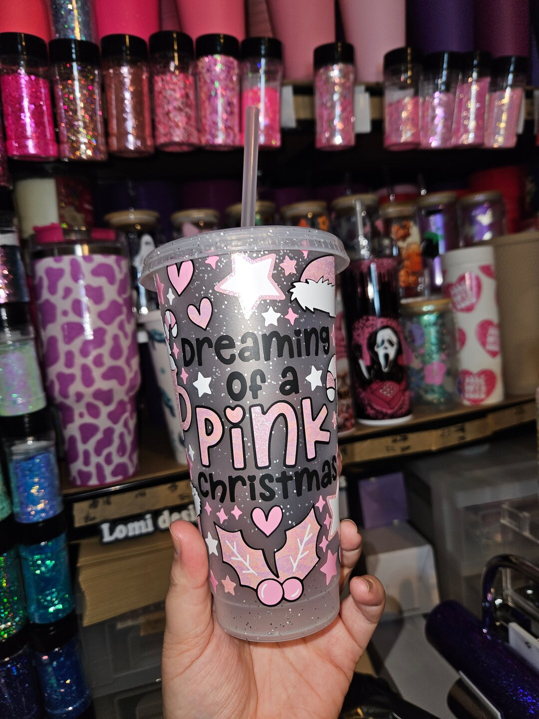 Pink Christmas Cold Cup - Etsy UK