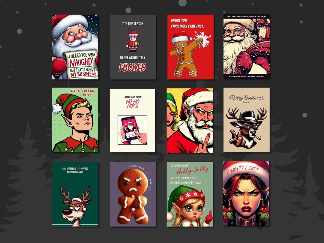 24 Inappropriate Christmas Card Pack | Printable, Inappropriate Xmas ...