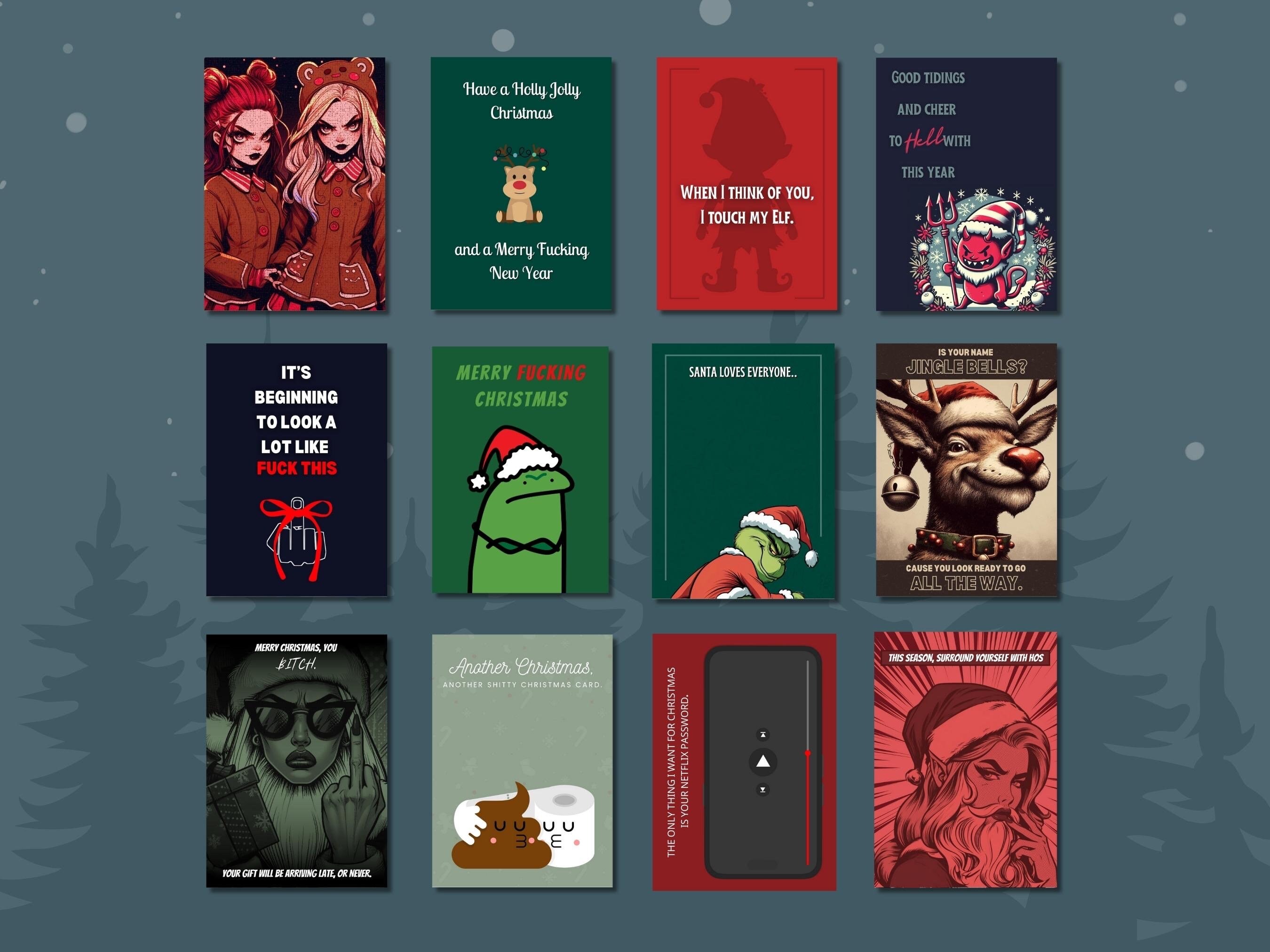 24 Inappropriate Christmas Card Pack | Printable, Inappropriate Xmas ...