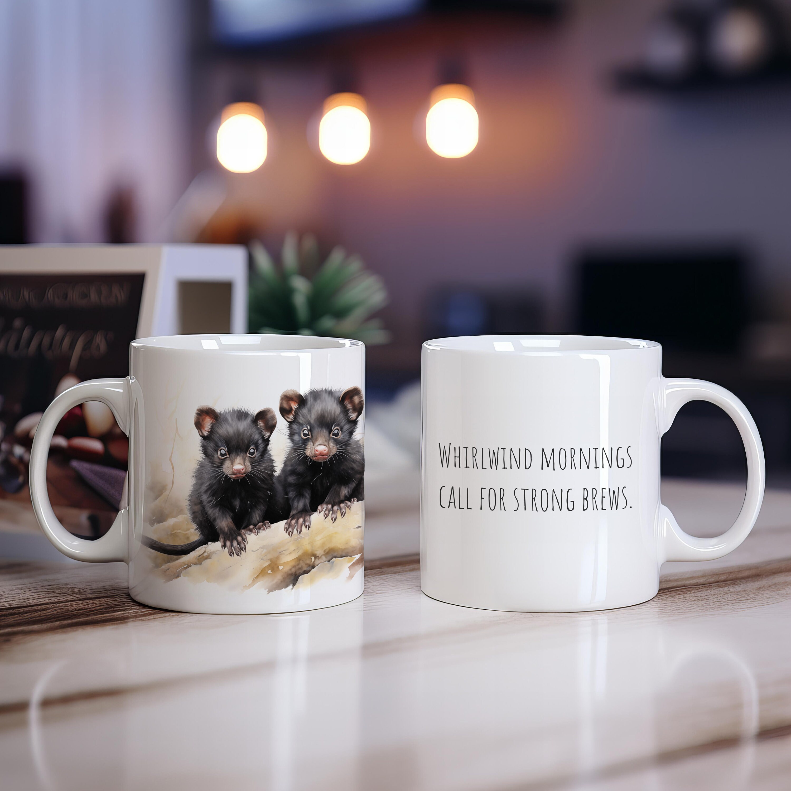 Tobias & Tabitha (baby Tasmanian Devil) White 11oz Ceramic Mug - Etsy