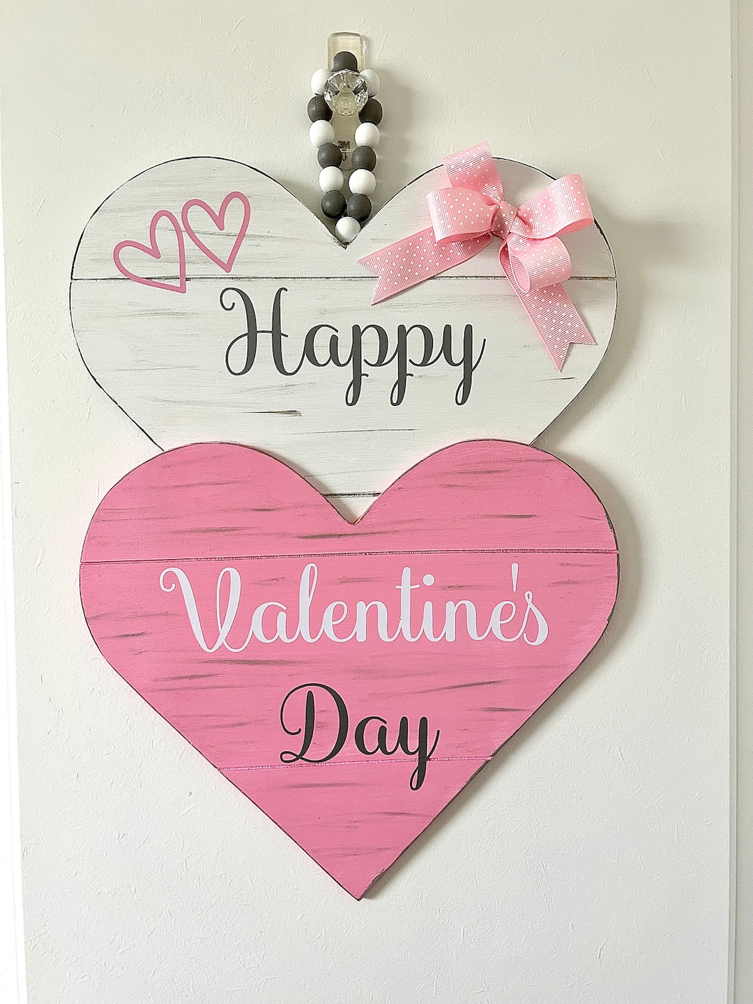 Valentines Day Wooden Heart Sign, Heart Door Hanger, Valentines Day ...