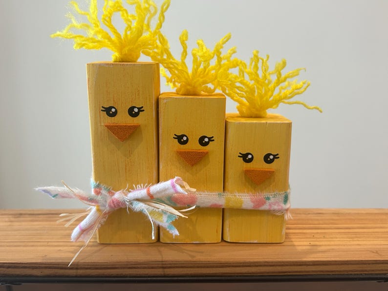 Wooden Easter Chicks, Wood Chicks, Rustic Easter Chicks, Wood Rabbit ...