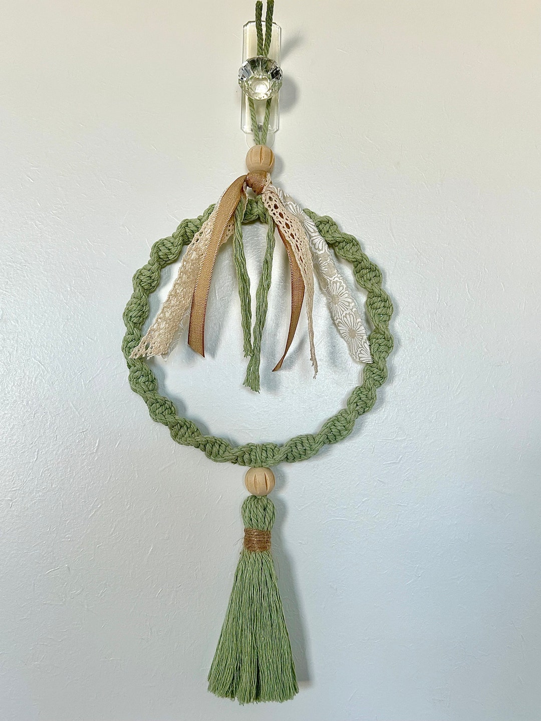 Macrame Wreath, Macrame Wall Hanging, Macrame Ribbon Fringe Decor ...