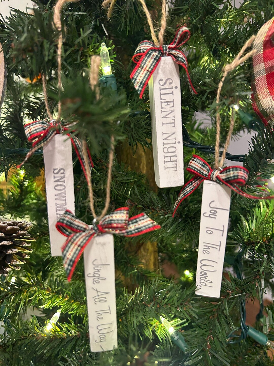 Handcrafted Rustic Christmas Word Block Ornaments - Etsy