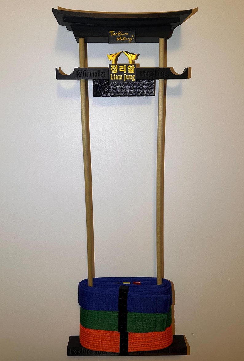 Custom and Personalize Martial Arts Belt Display Rack – Holds 10 Belts ...