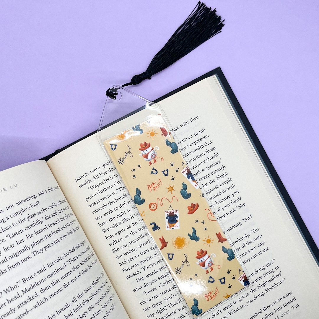Cowboy Cat Bookmark With Sleeve & Tassel | Illustrated Bookmarks - Etsy