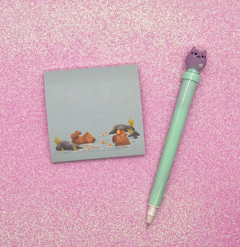 Capybara Spa Sticky Notes | Cute 3x3 Kawaii Notepad for Planners ...