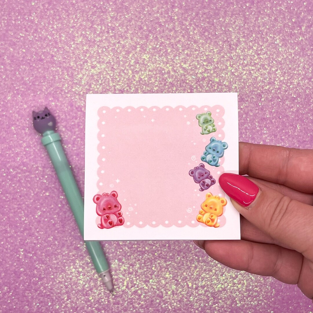 Rainbow Gummy Bear Sticky Notes | Kawaii Pastel Notepad (3x3) - Etsy