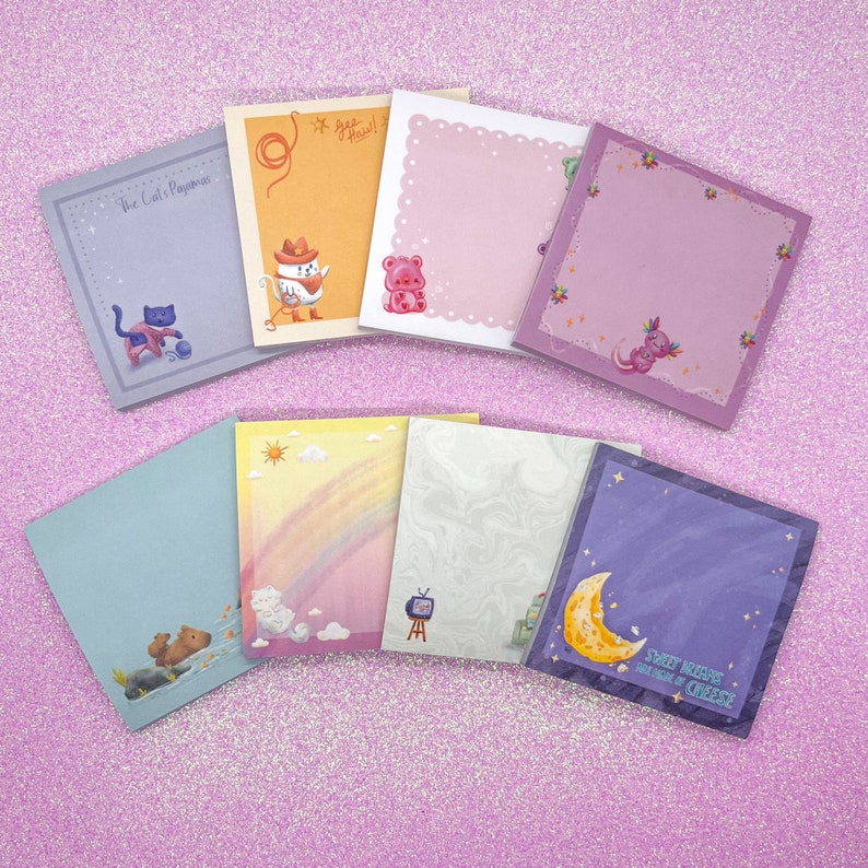 Rainbow Axolotl Post-it Sticky Notepad Cute Stationery, Mini Notepad ...