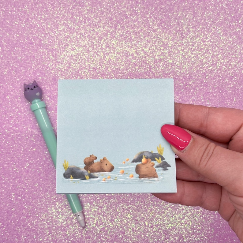 Capybara Spa Sticky Notes | Cute 3x3 Kawaii Notepad for Planners ...