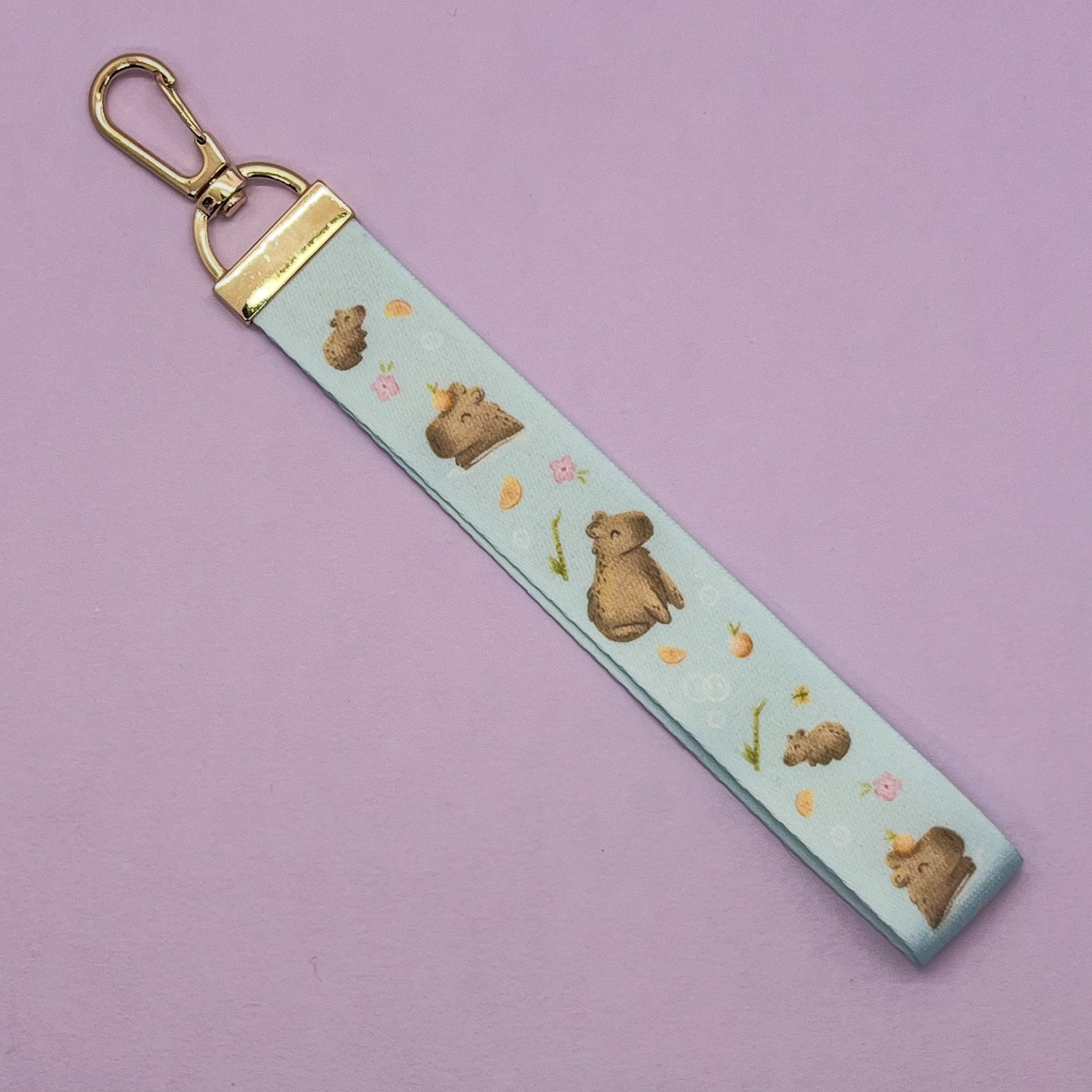 Capybara With Orange Mini Lanyard + Acrylic Keychain Set | Double Sided ...