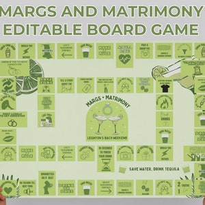 Editable Margs and Matrimony Bachelorette Drinking Game Tequila Bach ...