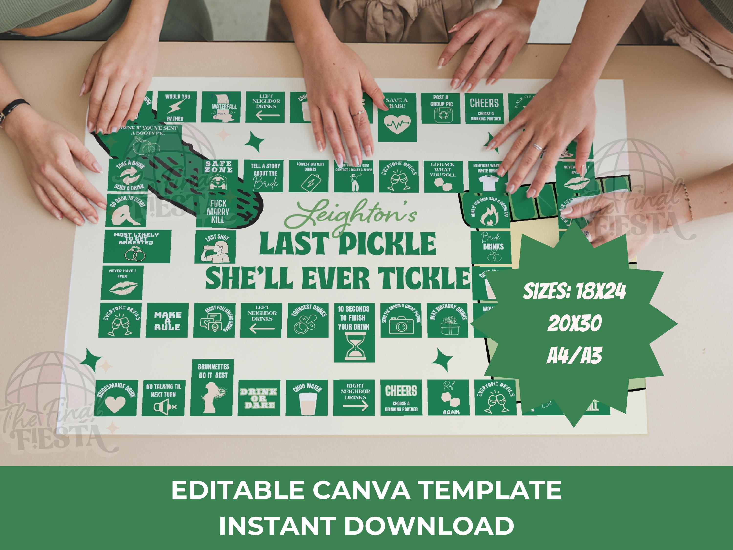 Last Pickle She'll Ever Tickle Bachelorette Board Game | Same Pickle ...