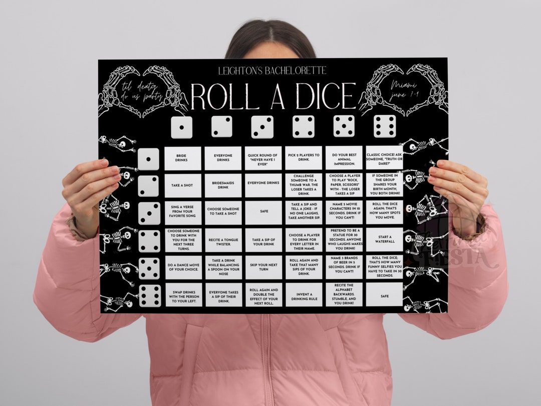Bride or Die Bachelorette Printable Dice Drinking Game |til Death Do Us ...