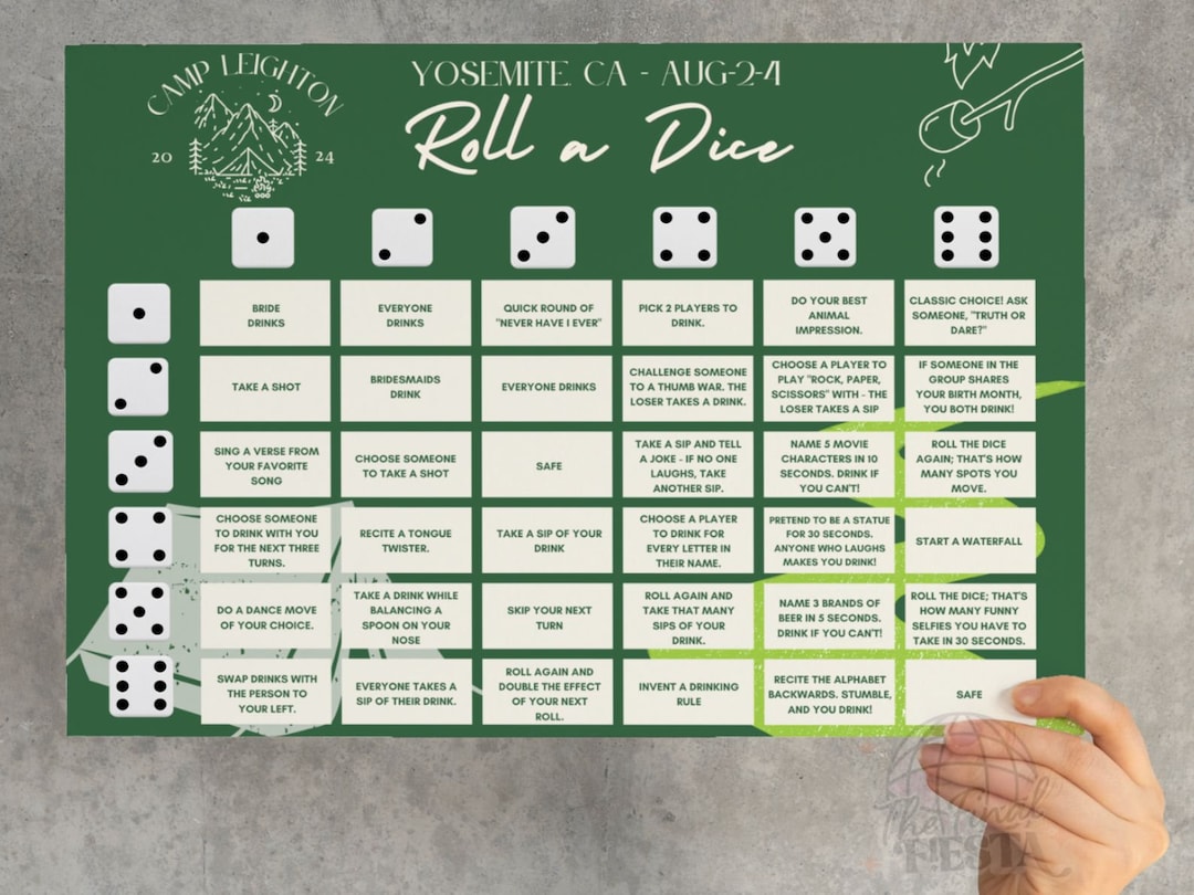 Camp Bachelorette Dice Drinking Game |last Trail Before the Veil Bridal ...