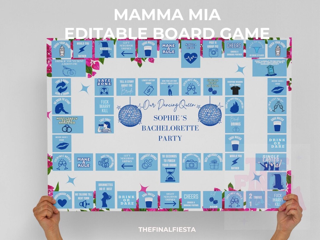 Editable Mamma Mia Bachelorette Board Drinking Game |dancing Queen ...