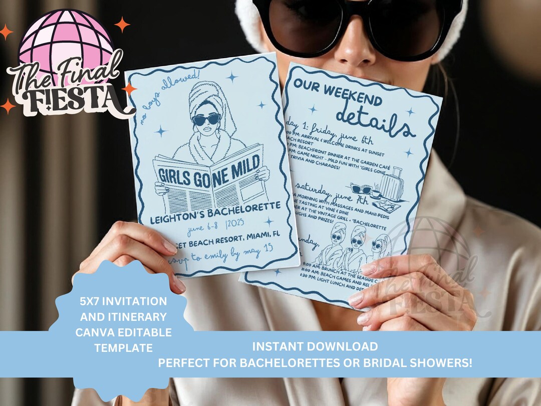 Gone Mild Bachelorette Itinerary Invitation | Slumber Party ...