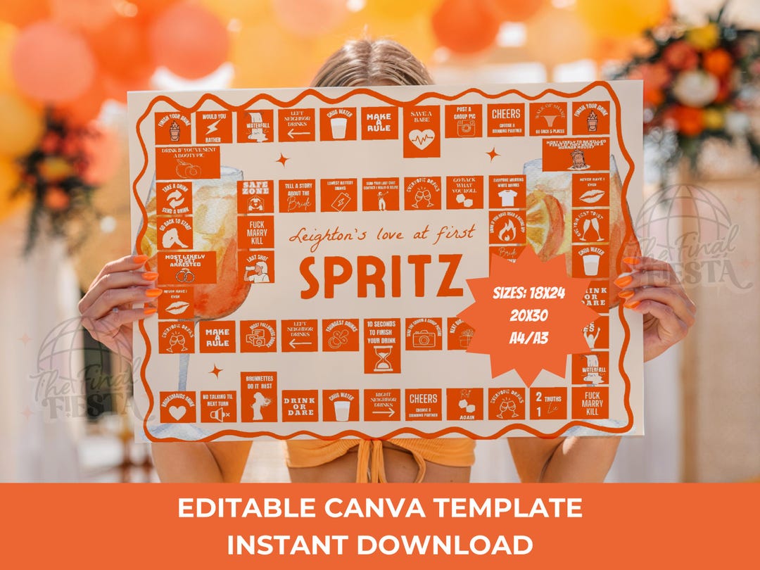 Love at First Spritz Bachelorette Board Game | Girls Just Wanna Have ...