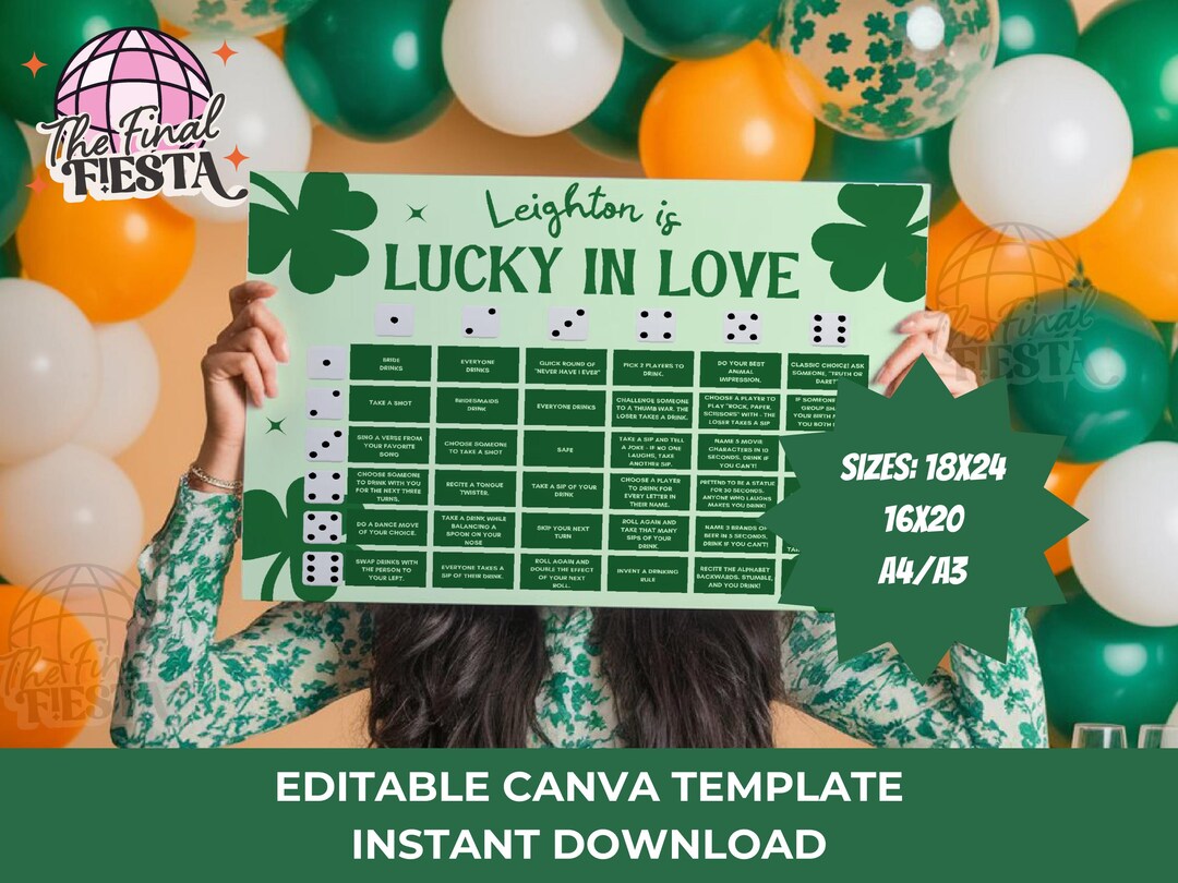 St. Patrick's Day Bachelorette Roll a Dice Game | Lucky in Love Bach ...