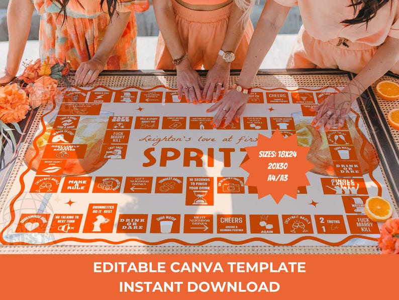Love at First Spritz Bachelorette Board Game | Girls Just Wanna Have ...