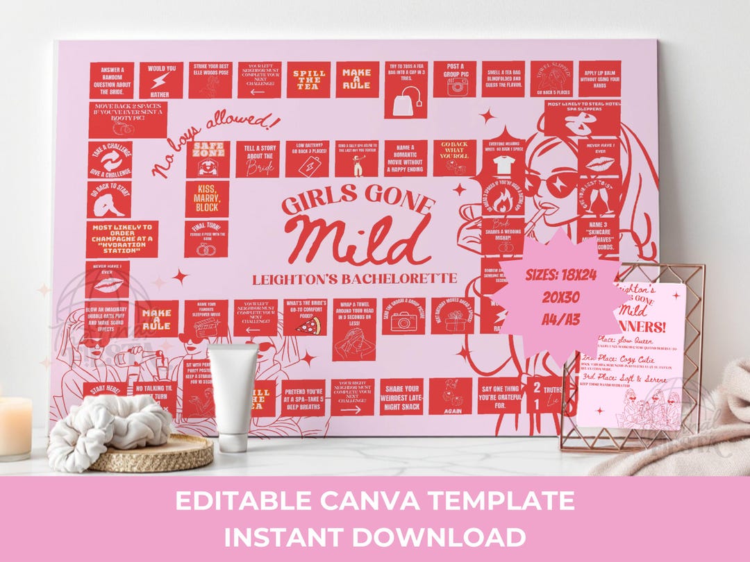 Girls Gone Mild Bachelorette Party Game Slumber Party Bachelorette Spa ...