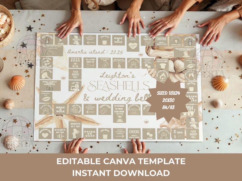 Seashells and Wedding Bells Bachelorette Party Board Game| Coastal ...
