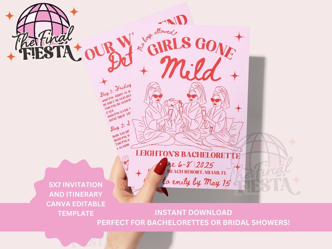 Gone Mild Bachelorette Itinerary Invitation | Slumber Party ...