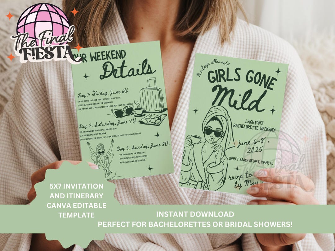 Gone Mild Bachelorette Itinerary Invitation | Slumber Party ...