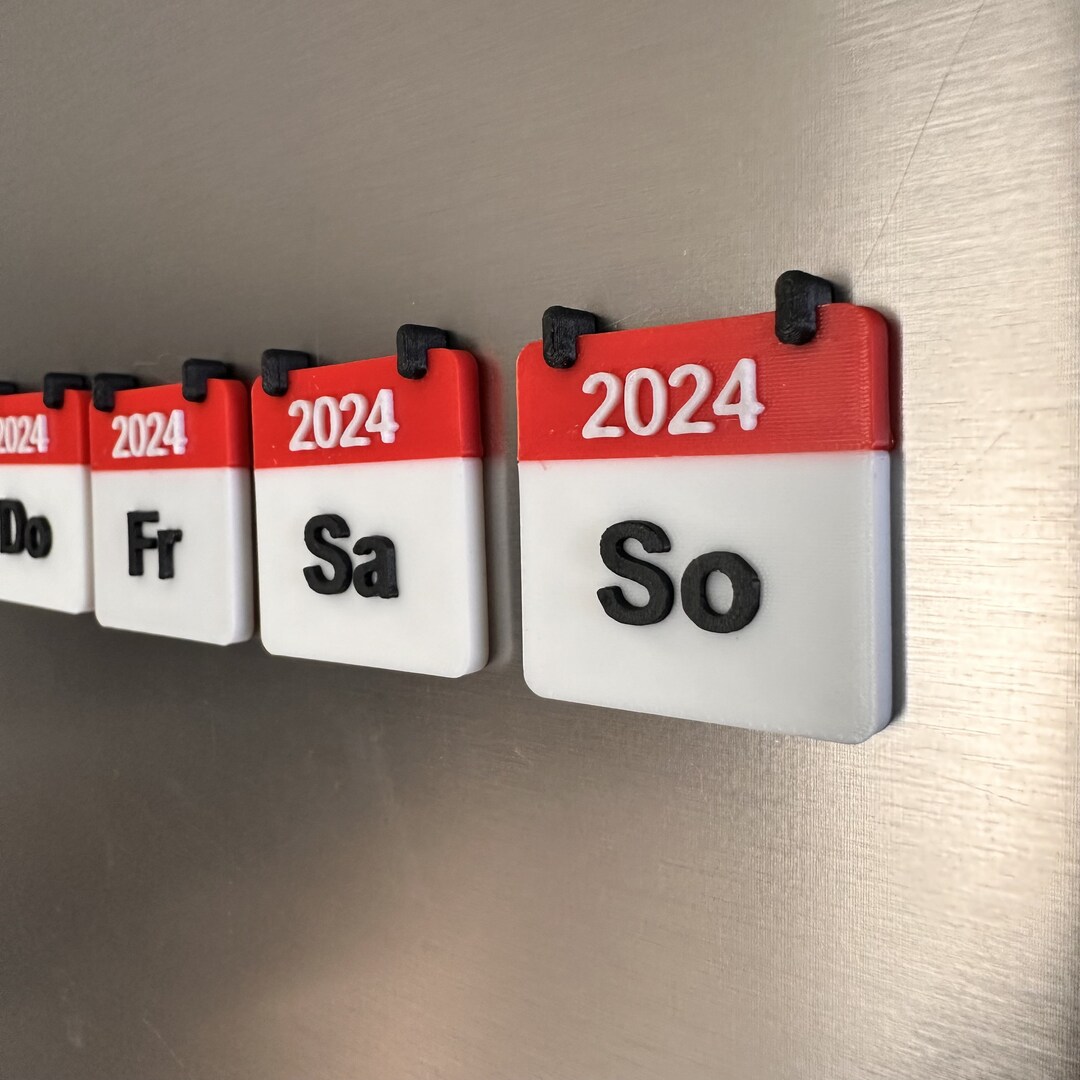 Handcrafted 3D Printed Weekly Calendar Magnets Set - Modern Home Decor ...