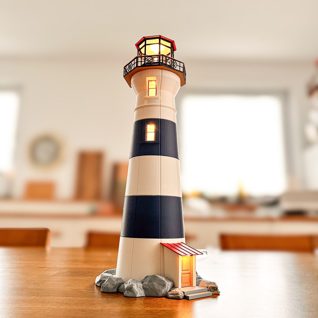 Decorative 3D Printed Lighthouse LED Light for Men, Eco-friendly Gift ...