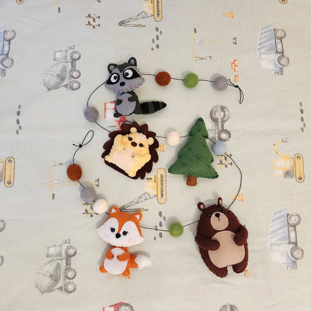 Woodland Animal Garland, Felt Forest Animals Banner, Baby Shower Gift ...